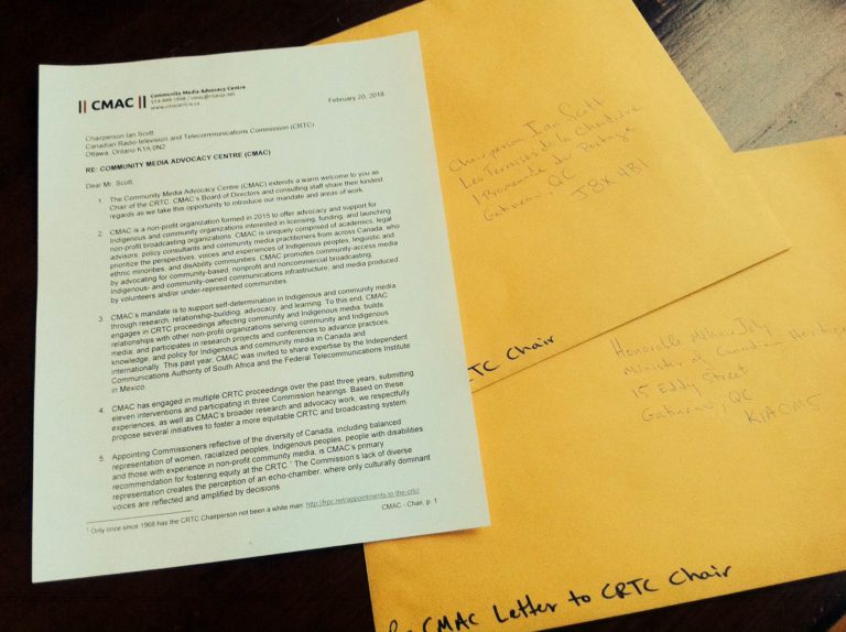 LETTER to Welcome Chair – Community Media Advocacy Centre